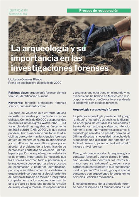 Pdf La Arqueolog A Y Su Importancia En Las Investigaciones Forenses