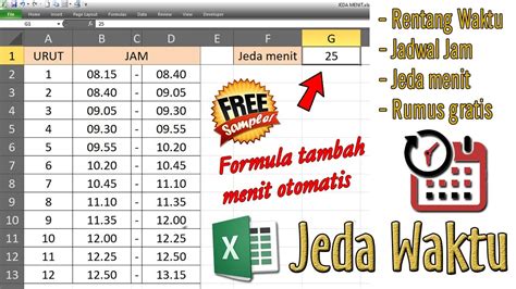 Jeda Waktu FORMULA TAMBAH MENIT JADWAL DI EXCEL YouTube