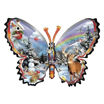 Sunsout Winter Butterfly 1000 Pc Shaped Jigsaw Puzzle 97005 Target