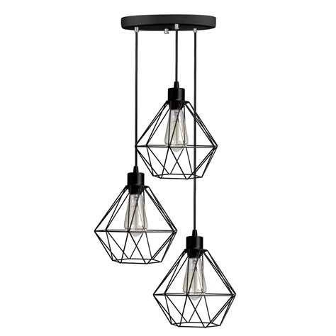 Lustre Pendente Retro Aramado Diamante Design Moderno Triplo Shopee