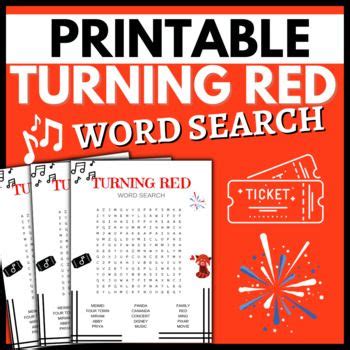 The Printable Turning Red Word Search Is Shown In Three Different