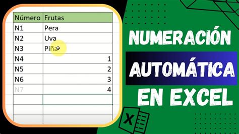AÑADIR NUMERACIÓN AUTOMÁTICA EN EXCEL YouTube