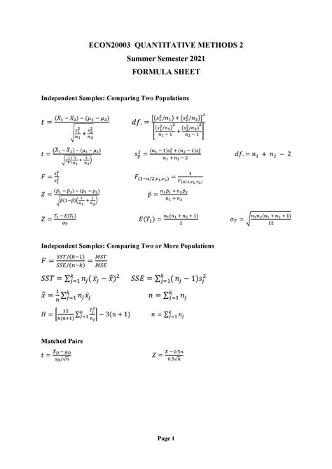 econ20003 formula sheet page 1 econ20003 quantitative methods 2 summer semester 2021 formula