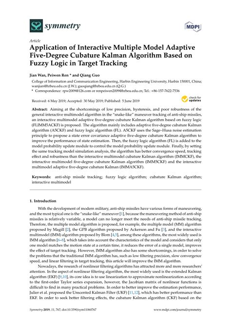 pdf application of interactive multiple model adaptive five degree cubature kalman algorithm