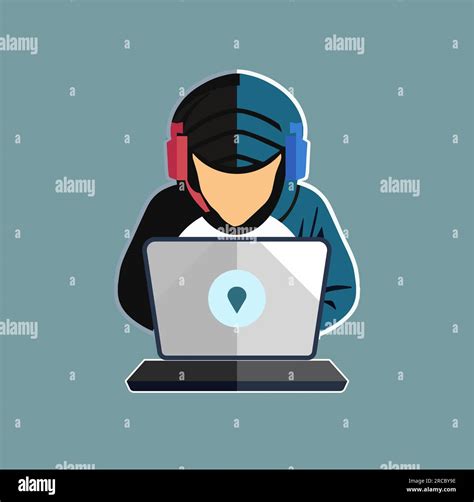 Computer Hacker With Laptop Icon Vector Stock Vector Image Art Alamy