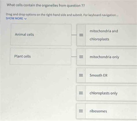 Solved What Cells Contain The Organelles From Question 7 Drag And