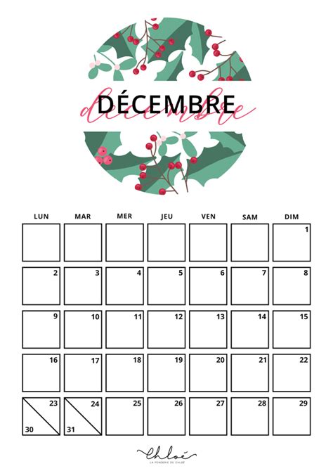 Calendriers 2024 à imprimer blog lifestyle La Penderie de Chloé