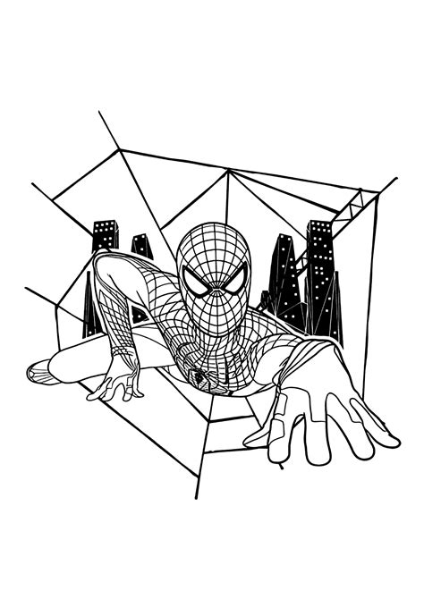 Homem Aranha Na Cidade Para Colorir Imprimir Desenhos