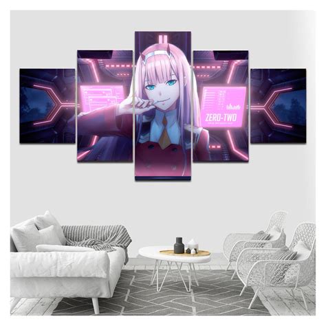 Japanese Anime Manga Canvas 5 Panel Framed Zero Two Canvas 5 Etsy
