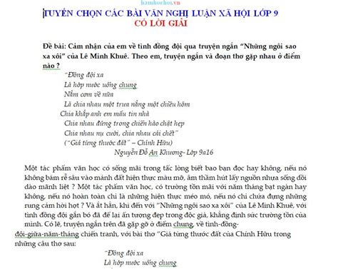 Những Bài Văn Nghị Luận Xã Hội Lớp 9 Có Lời Giải File Word