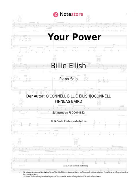 Your Power Billie Eilish Noten Pdf Solo Klavier Note Store De