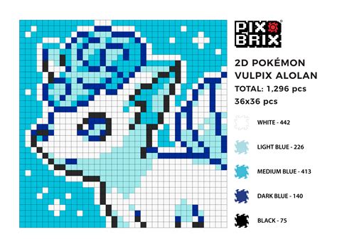 Alolan Vulpix Pokemon Pix Brix Pixel Art Artofit