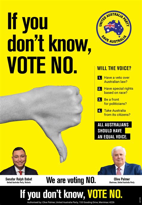 If You Don T Know VOTE NO United Australia Party