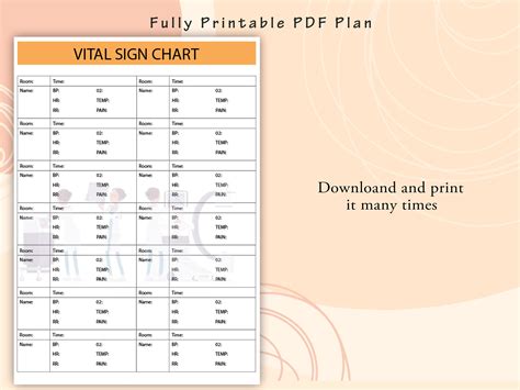 Printable Vital Sign Chart Vital Sign Log Vital Sign Tracker Vital