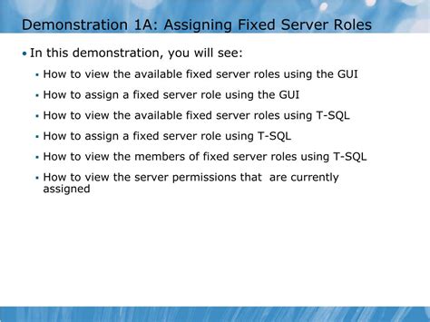 Ppt Module 10 Assigning Server And Database Roles Powerpoint Presentation Id2853989