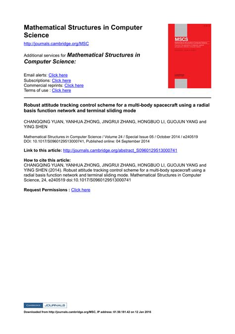 pdf robust attitude tracking control scheme for a multi body spacecraft using a radial basis