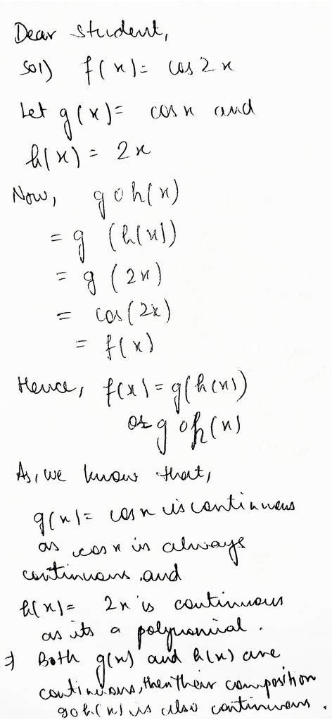 check whether the function defined by f x cos 2x is a continuous function a yes b maths