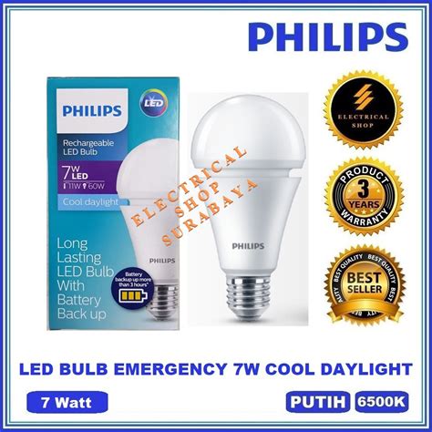 PHILIPS LAMPU LED BULB EMERGENCY 7W 7 WATT PUTIH GROSIR RECHARGEABLE