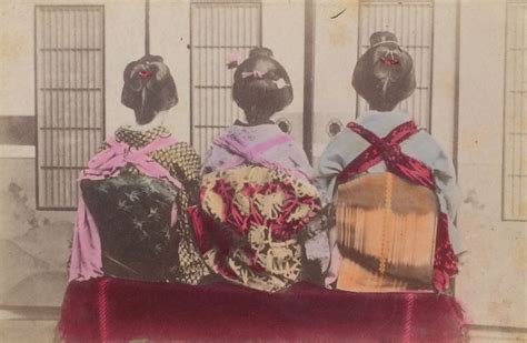 Kusakabe Kimbei Geisha From The Rear Colored Albumen Print Vintage