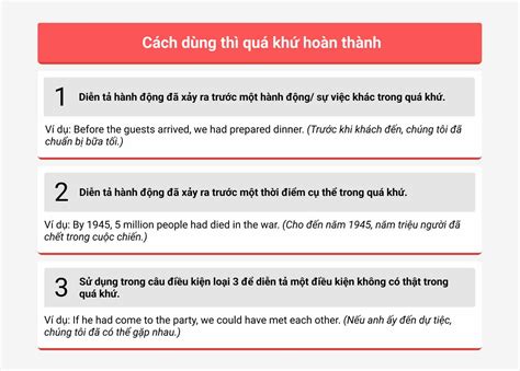 Thì Quá Khứ Hoàn Thành Past Perfect Công Thức Và Cách Dùng
