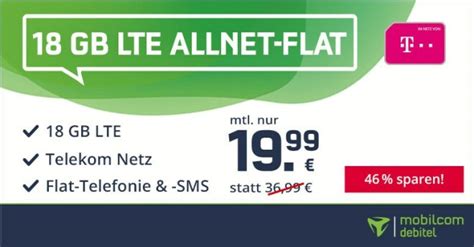 Green LTE Tarife 18 GB Allnet Flat im Telekom Netz für nur 20 Euro
