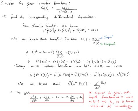 [solved] find the differential equation corresponding to the transfer course hero