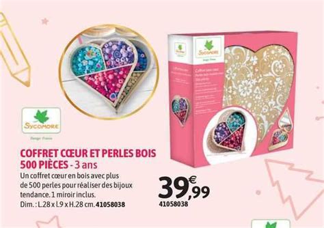 Promo Coffret Cœur Et Perles Bois 500 Pièces Sycomore chez JouéClub