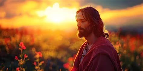 Jesus dá o Sermão do Monte em um cenário pacífico e ensolarado Conceito