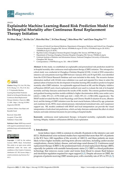pdf explainable machine learning based risk prediction model for in hospital mortality after