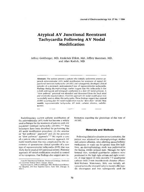 PDF Atypical AV Junctional Reentrant Tachycardia Following AV Nodal