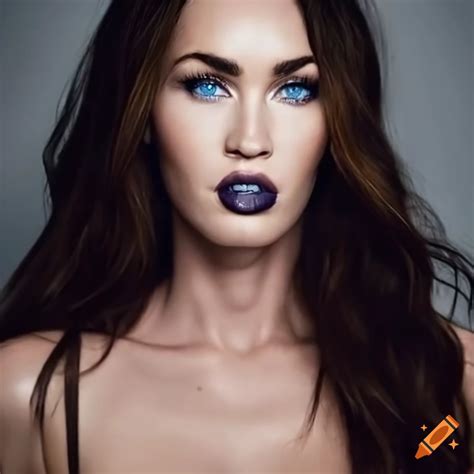 Portrait Of Megan Fox And Miley Cyrus With Unique Blue Eyes On Craiyon