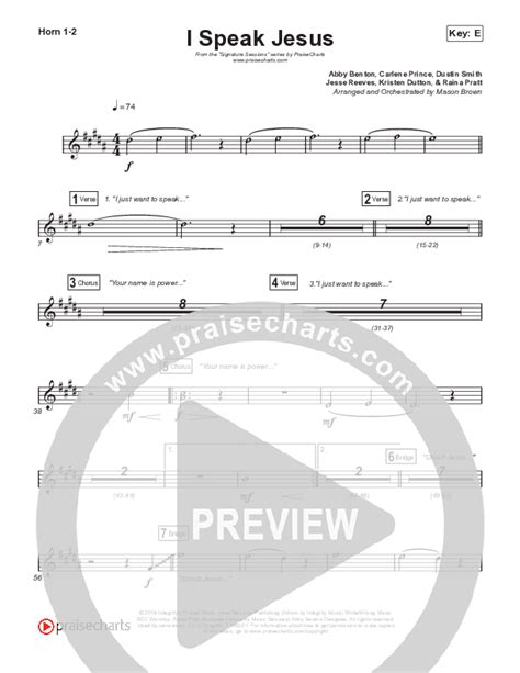 I Speak Jesus Choral Anthem SATB French Horn Sheet Music PDF