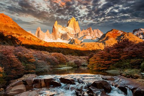 autumn sunrise by Mount Fitz Roy El Chaltén Patagonia Argentina