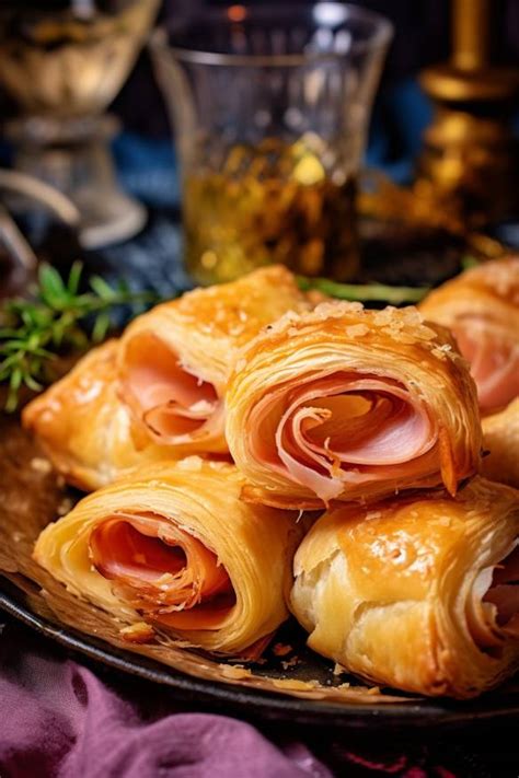 Herzhafte Blätterteigschnecken mit Schinken und Käse Perfektes