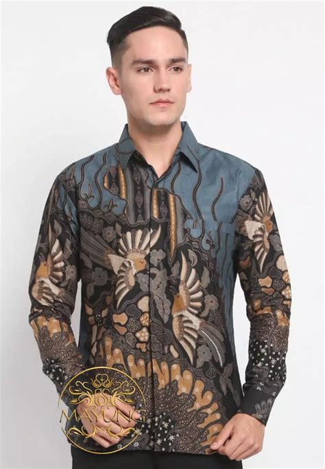 Jual Batik Mayung Citragada Blu Kemeja Batik Pria Premium Slimfit
