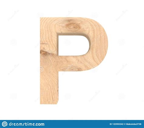 3D Decorative Wooden Alphabet Capital Letter P Stock Illustration