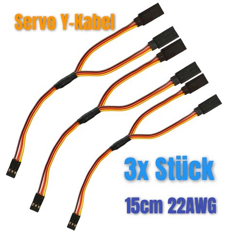 3x 15cm Servo Verlängerung Y Servokabel Y Kabel 22AWG Verteiler für JR
