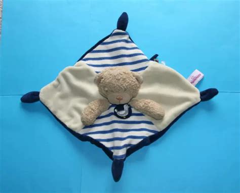 POMMETTE DOUDOU OURS Marin Plat Bleu Marine Beige Oiseau Mouette Kom9