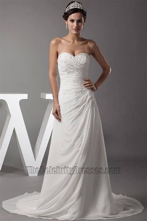 Sweetheart Strapless A Line Chiffon Wedding Dress Bridal Gown