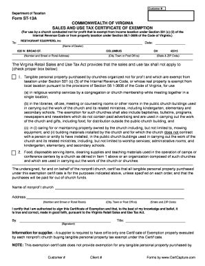 Fillable Online Form ST 13A COMMONWEALTH OF VIRGINIA Virginia Tax