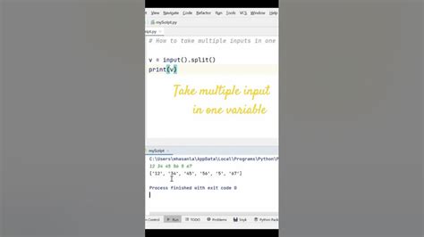 how to take multiple inputs in one variable in python coding python shorts youtube