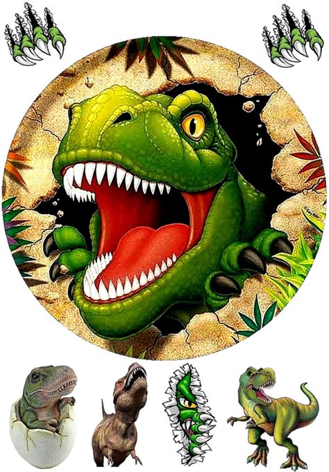 OPŁATEK NA TORT DINOZAURY GRUBY OKRĄGŁY 20CM 7699890454 Allegro pl