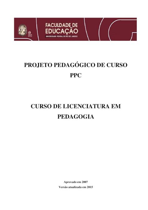 PDF PROJETO PEDAGÓGICO DE CURSO PPC CURSO DE O objetivo do