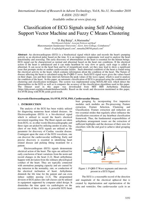 pdf classification of ecg signals using self advising support vector machine and fuzzy c means
