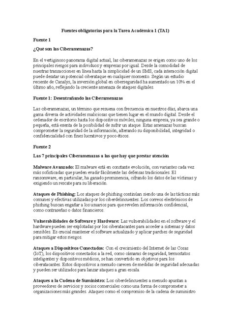 Las Ciberamenazas Fuentes obligatorias para la Tarea Académica 1 TA1