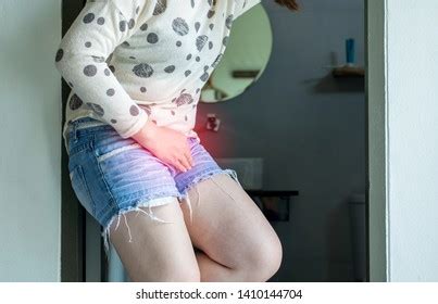 Hands Woman Holding Her Crotchfemale Need Stock Photo 1410144704