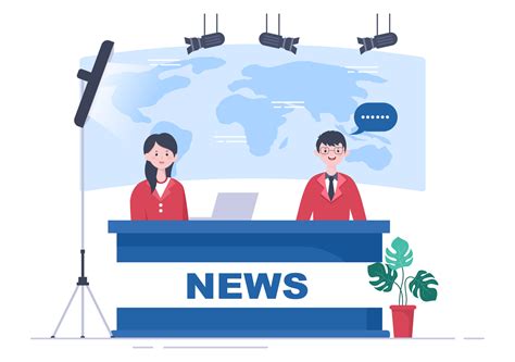 Breaking News Reporter Background Vector Illustration With Broadcaster