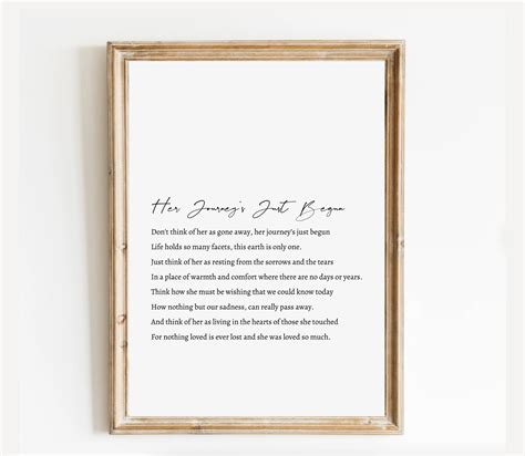 Her Journeys Just Begun Poem Funeral Grief Mourning Etsy UK