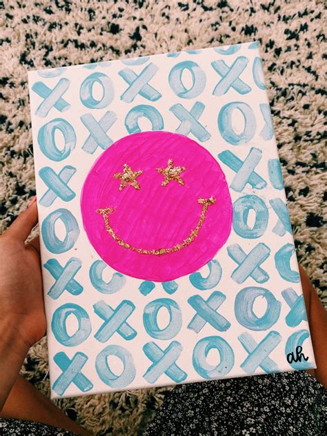 Preppy Canvas Art In 2023 Pink Canvas Art Canvas Painting Designs