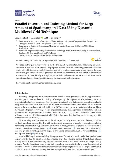 pdf parallel insertion and indexing method for large amount of spatiotemporal data using